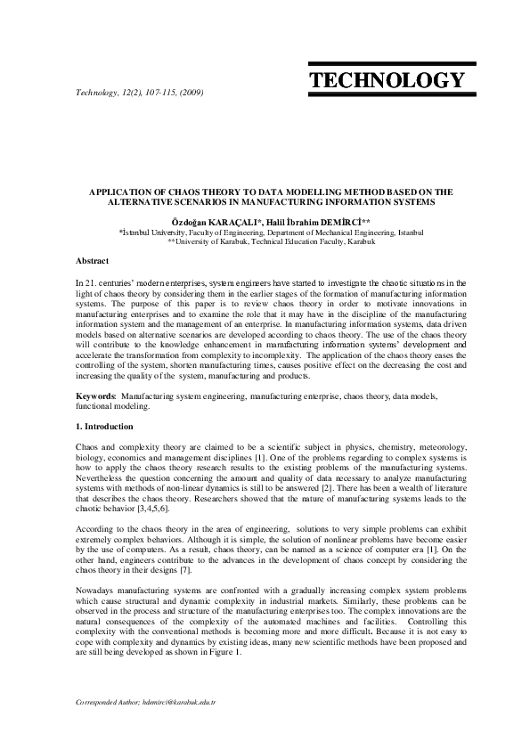 (PDF) Technology Application of Chaos Theory to Data Modelling Method ...