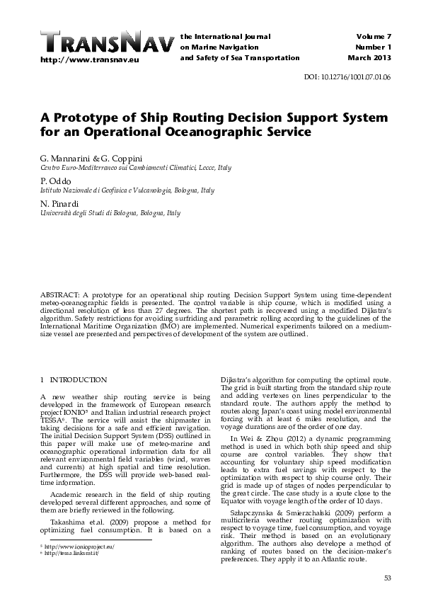 (PDF) A Prototype of Ship Routing Decision Support System for an ...