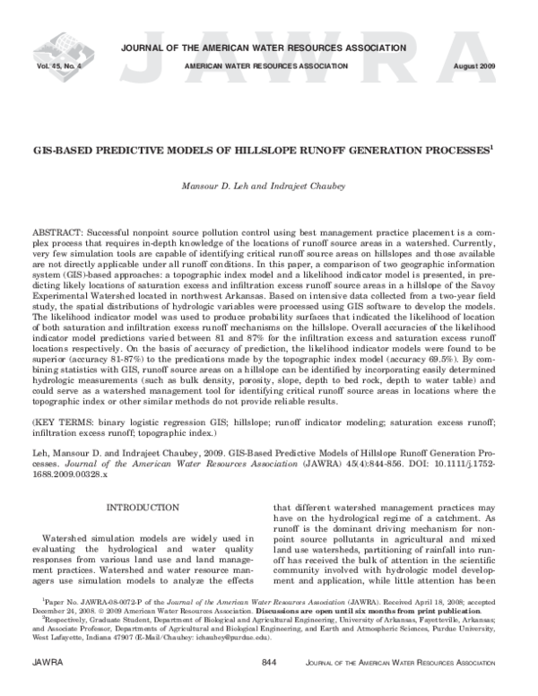 (PDF) GIS-Based Predictive Models of Hillslope Runoff Generation Processes