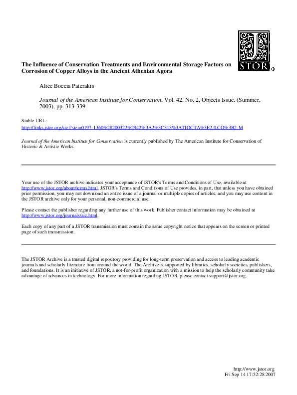 (PDF) Conservation of Archaeological Metal Artifacts -Emphasizing on ...