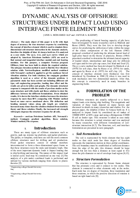 (PDF) DYNAMIC ANALYSIS OF OFFSHORE STRUCTURES UNDER IMPACT LOAD USING ...