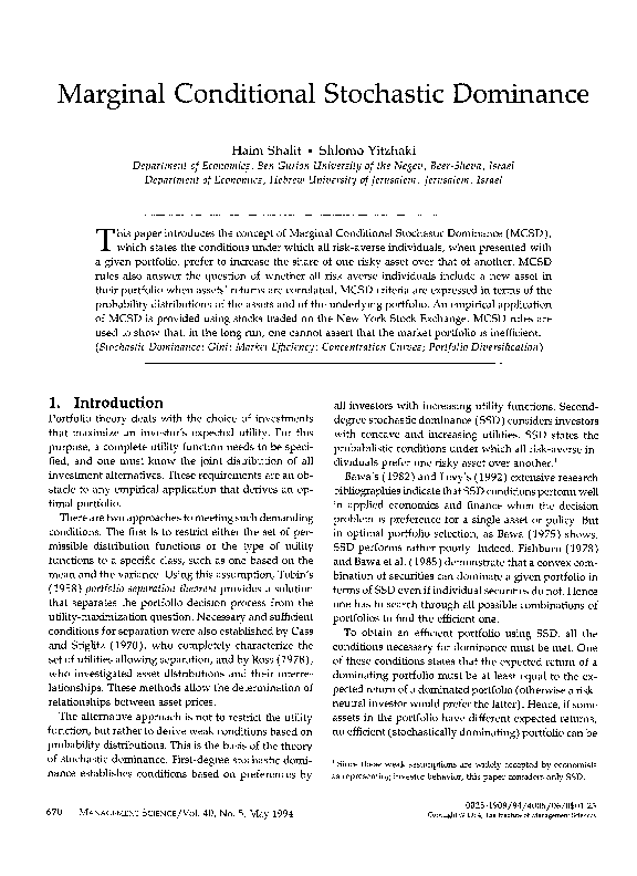 (PDF) Marginal Conditional Stochastic Dominance