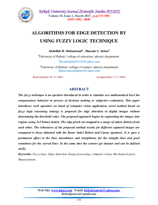 Pdf Algorithms For Edge Detection By Using Fuzzy Logic Technique Hussain Akber 