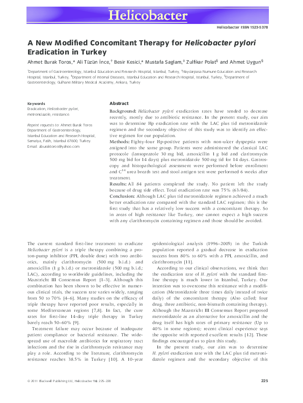 (PDF) A New Modified Concomitant Therapy for Helicobacter pylori ...