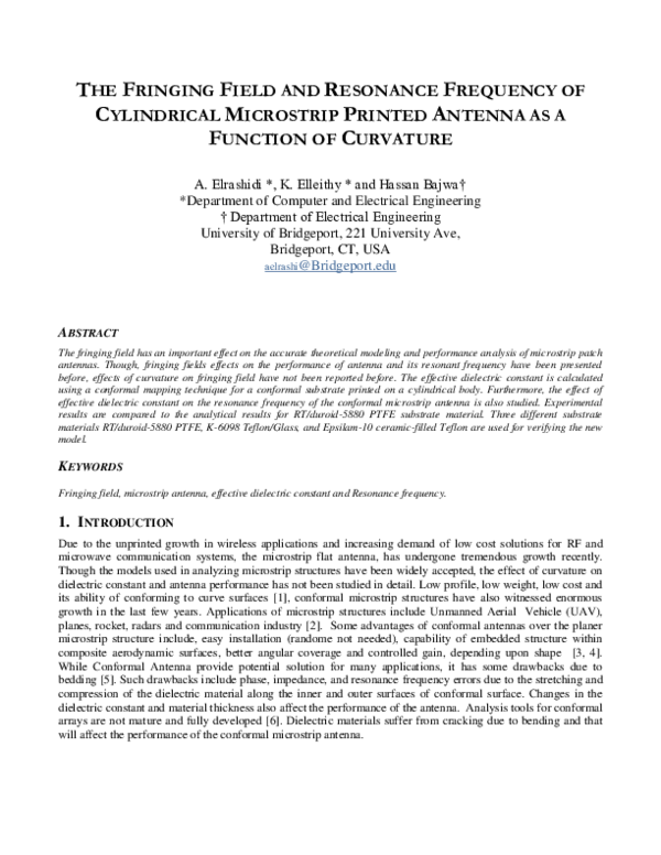 (PDF) The Fringing Field and Resonance Frequency of Cylindrical ...
