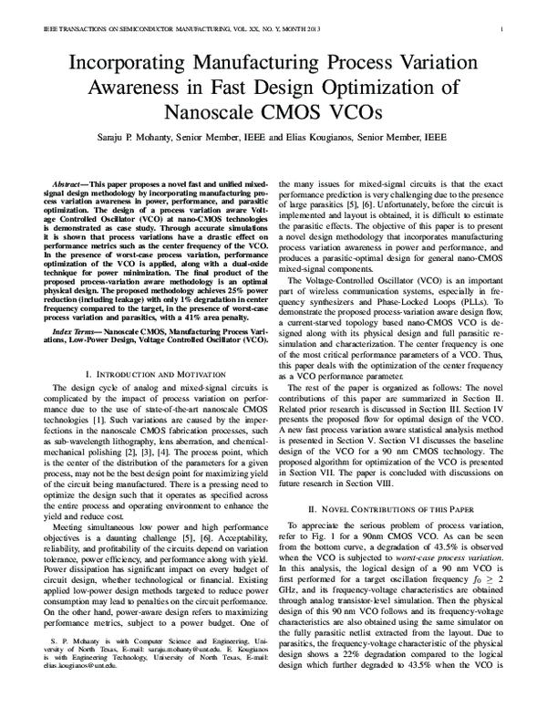 (PDF) Incorporating Manufacturing Process Variation Awareness in Fast Design Optimization of ...