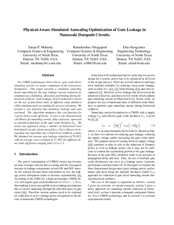 (PDF) Physical-aware simulated annealing optimization of gate leakage ...