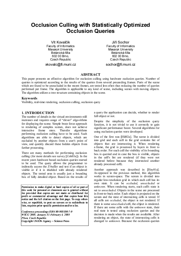 (PDF) Occlusion Culling with Statistically Optimized Occlusion Queries