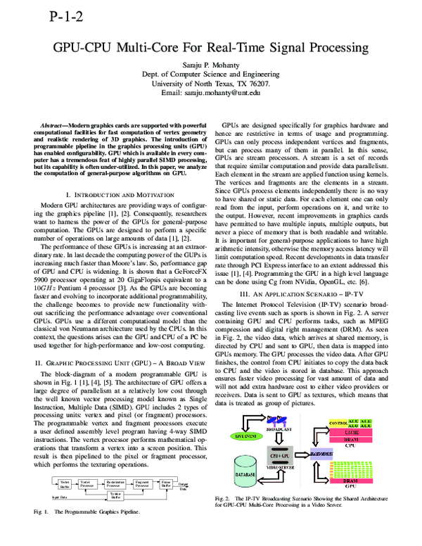 Pdf Gpu Cpu Multi Core For Real Time Signal Processing