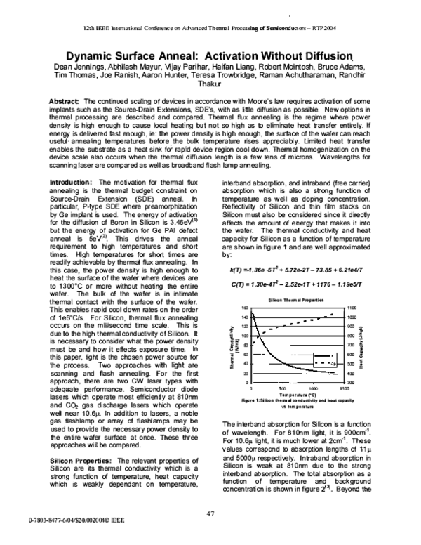 (PDF) Dynamic surface anneal: activation without diffusion