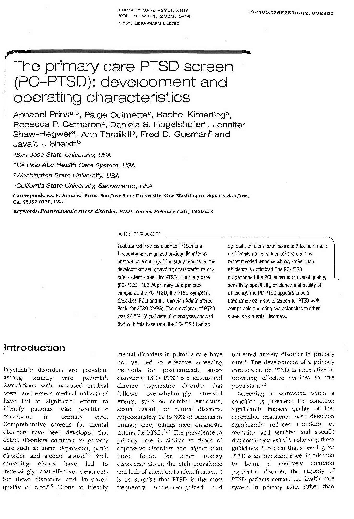 (PDF) The primary care PTSD screen (PC–PTSD): development and operating ...