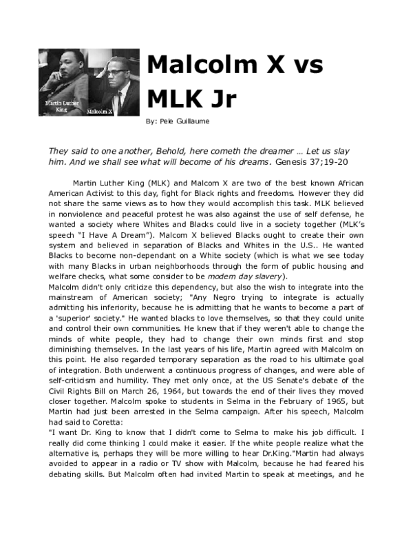 (DOC) MLK V.S. Malcom X