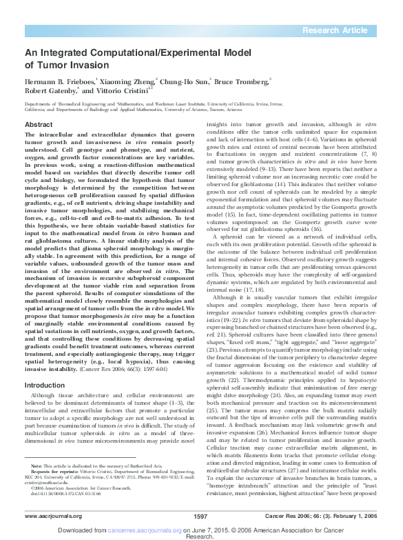 (PDF) An Integrated Computational/Experimental Model of Tumor Invasion