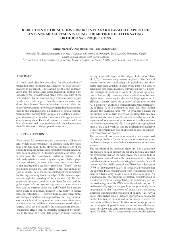 Pdf Reduction Of Truncation Errors In Planar Near Field Aperture