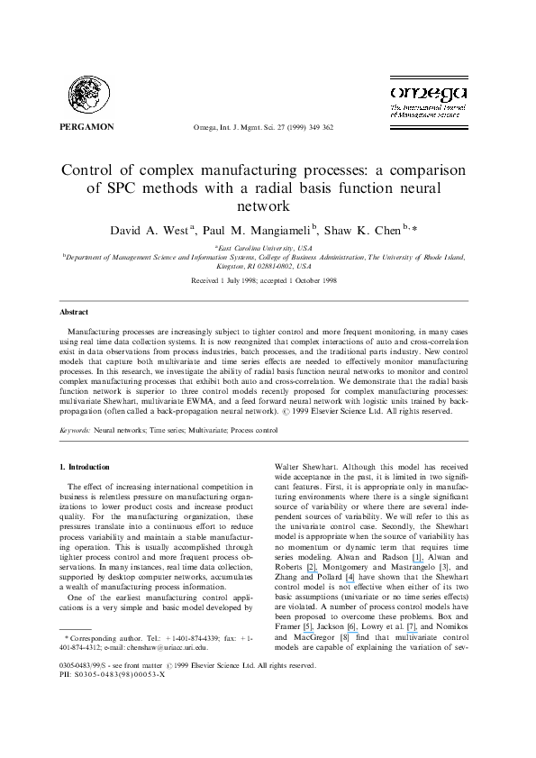 (PDF) Control of complex manufacturing processes: a comparison of SPC ...