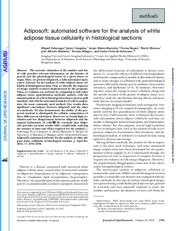 (PDF) Adiposoft: automated software for the analysis of white adipose ...