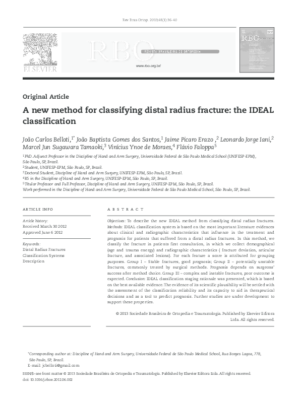 (PDF) A new method for classifying distal radius fracture: the IDEAL ...