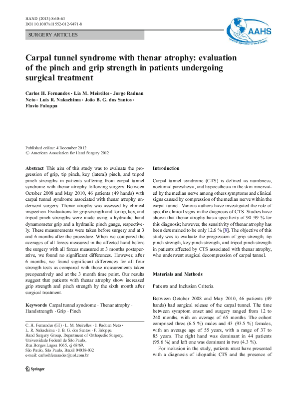 (PDF) Carpal tunnel syndrome with thenar atrophy: evaluation of the ...
