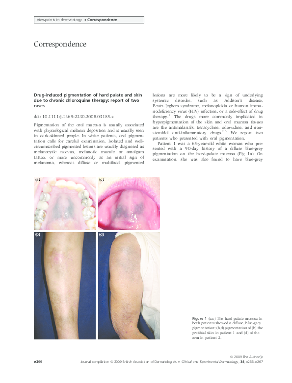 (PDF) Drug-induced pigmentation of hard palate and skin due to chronic ...