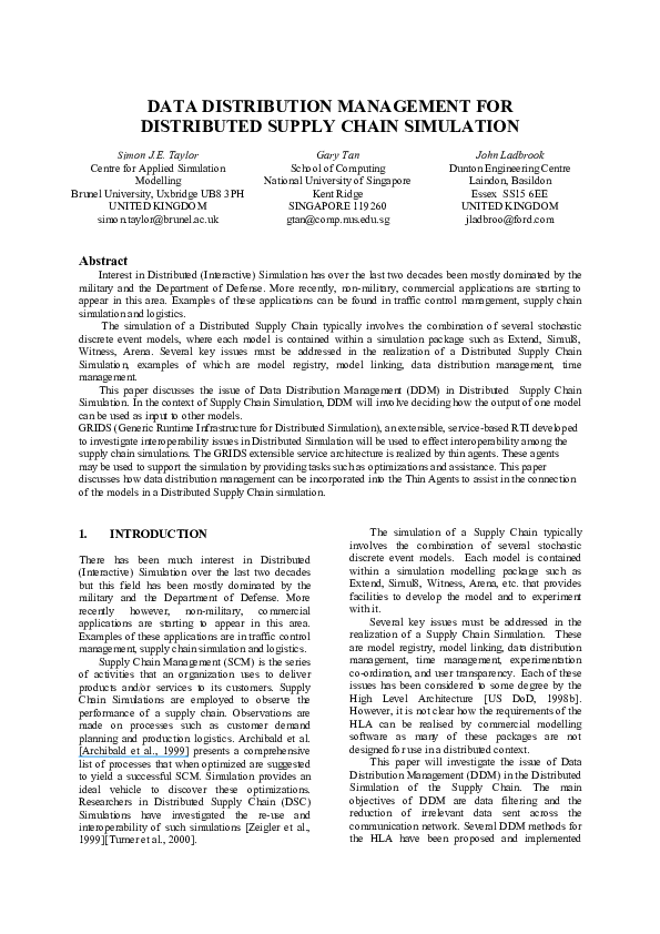 (PDF) Data distribution management for distributed supply chain simulation