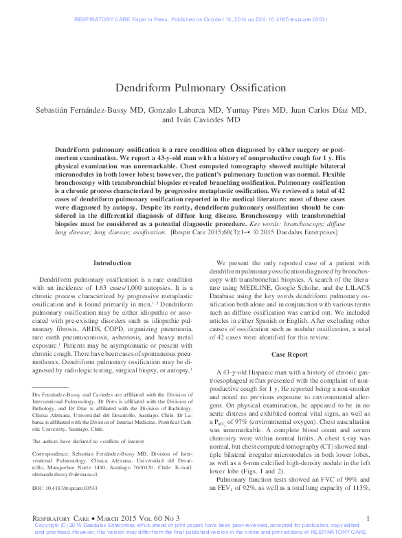 (PDF) Dendriform Pulmonary Ossification