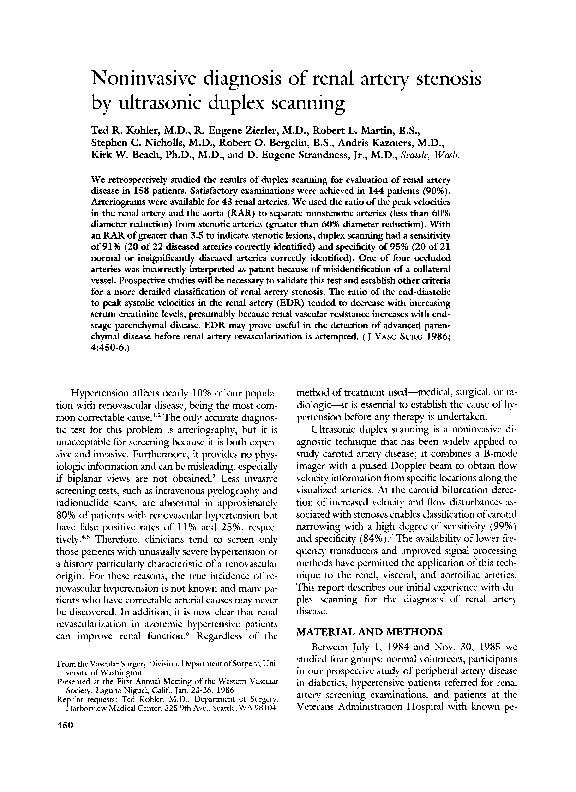 (PDF) Ultrasonic Duplex Scanning for Renal Stenosis