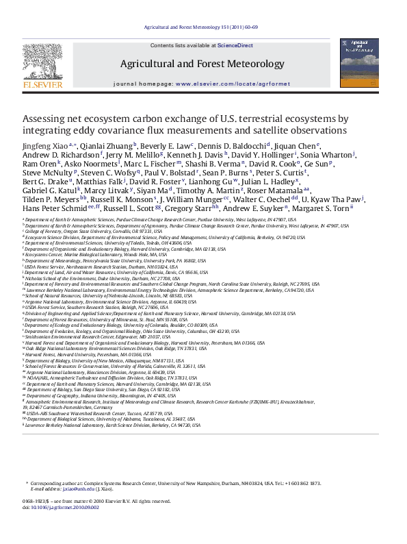 (PDF) Assessing net ecosystem carbon exchange of U.S. terrestrial ecosystems by integrating eddy ...