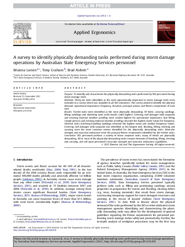 (PDF) A survey to identify physically demanding tasks performed during ...