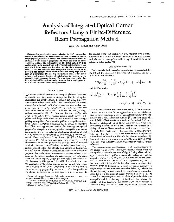 (PDF) Analysis of integrated optical corner reflectors using a finite-difference beam ...