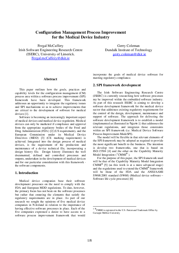 (PDF) Configuration management process improvement for the medical ...
