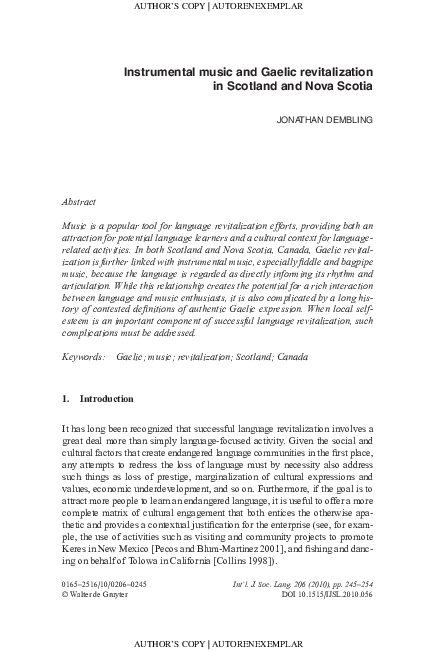 (PDF) Instrumental music and Gaelic revitalization in Scotland and Nova ...