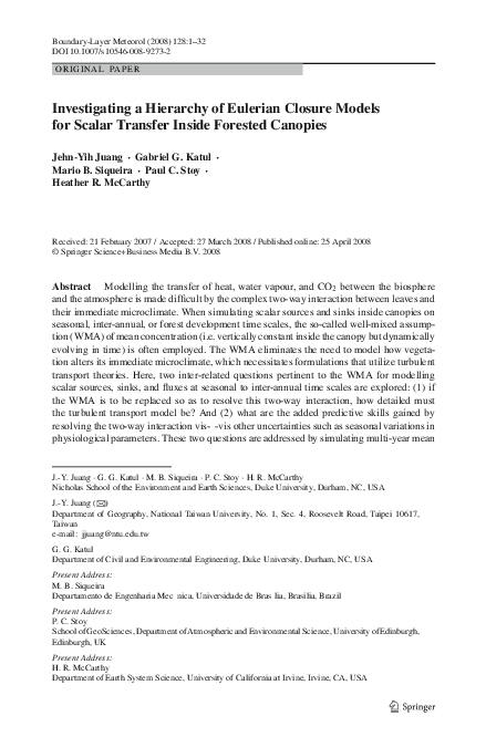 (PDF) Investigating a Hierarchy of Eulerian Closure Models for Scalar ...