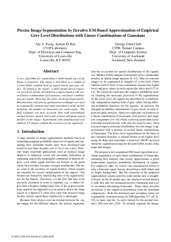 (PDF) Precise Image Segmentation by Iterative EM-Based Approximation of Empirical Grey Level ...