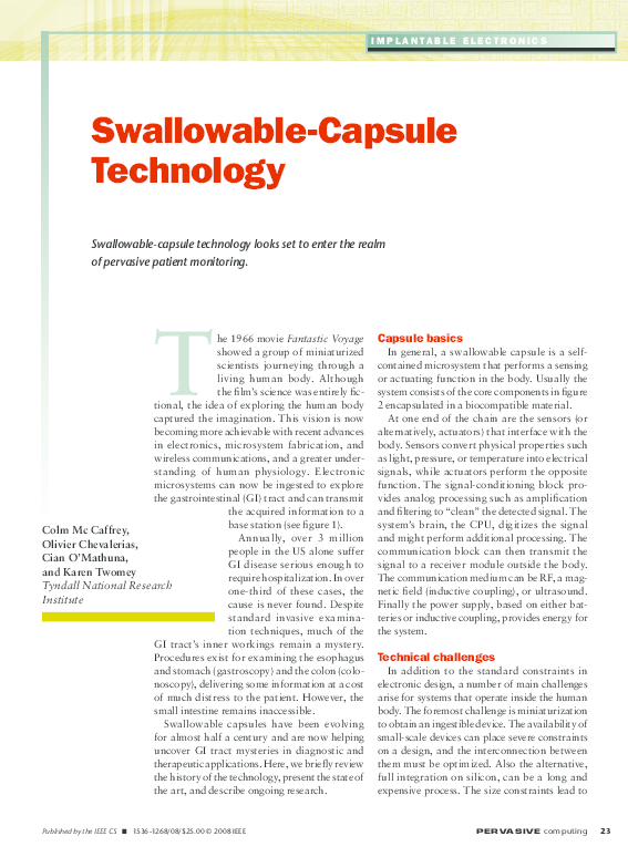 (PDF) Swallowable-Capsule Technology