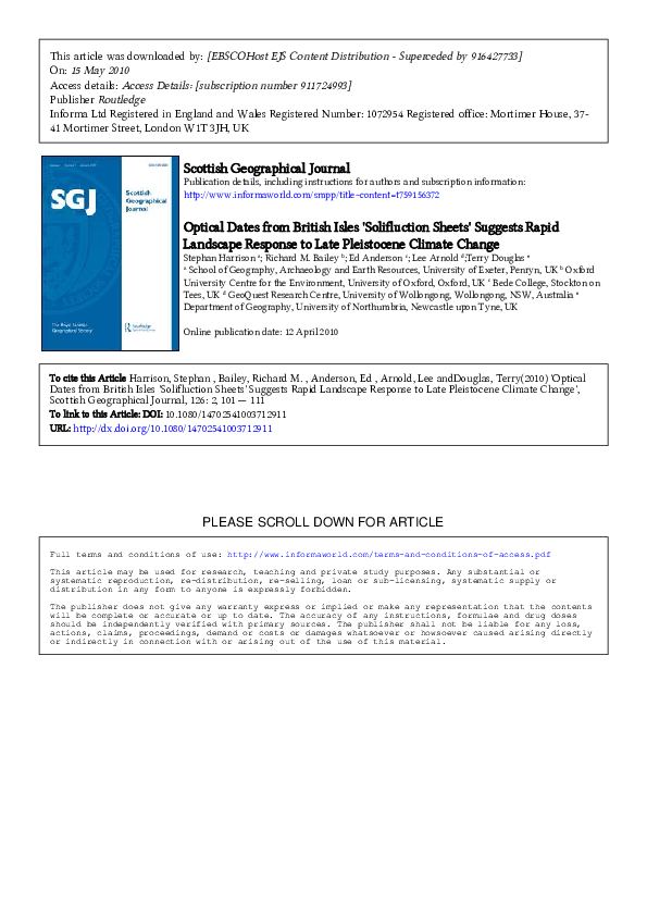 (PDF) Optical Dates from British Isles ‘Solifluction Sheets’ Suggests ...