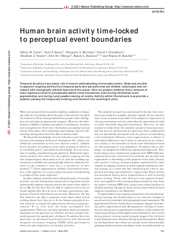 (PDF) Human brain activity time-locked to perceptual event boundaries