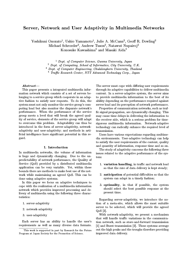 (PDF) Server, Network and User Adaptivity in Multimedia Networks