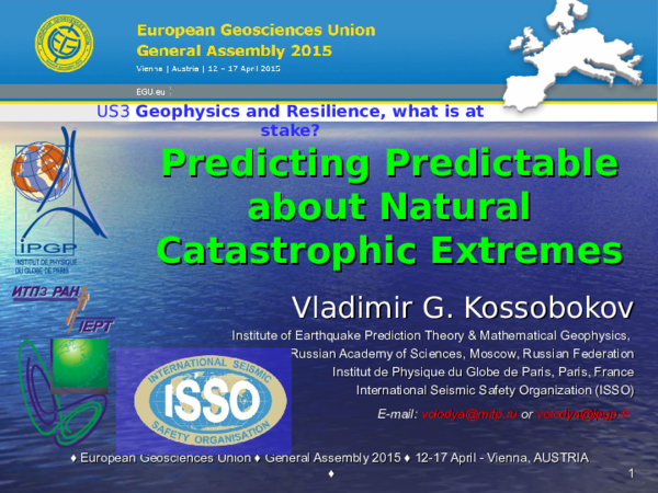 (PPT) Predicting Predictable about Natural Catastrophic Extremes