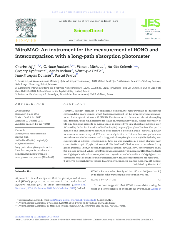 (PDF) NitroMAC: An instrument for the measurement of HONO and ...