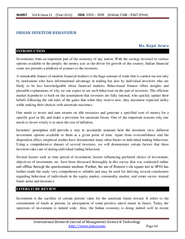 (PDF) INDIAN INVESTOR BEHAVIOUR