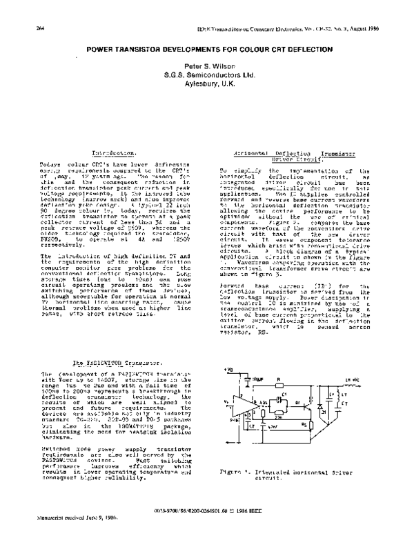 Pdf Power Transistor Developments For Colour Crt Deflection