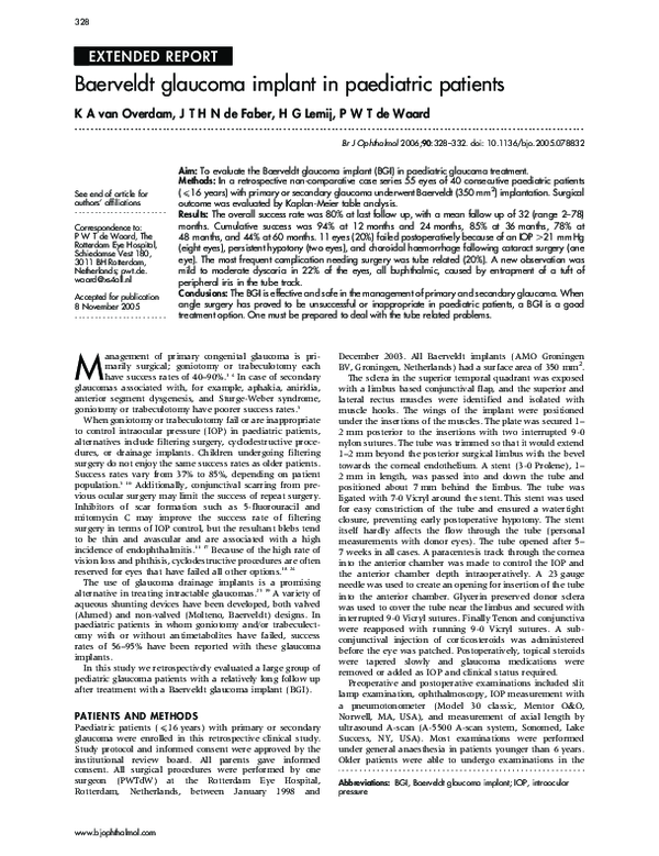 (PDF) Baerveldt glaucoma implant in paediatric patients | Jan-Tjeerd de ...