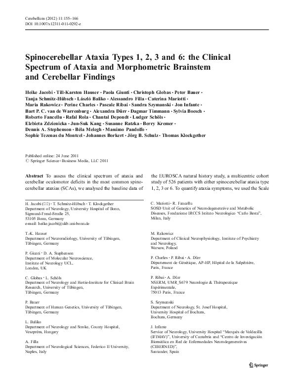 (PDF) Quantitative assessment of the evolution of cerebellar signs in ...