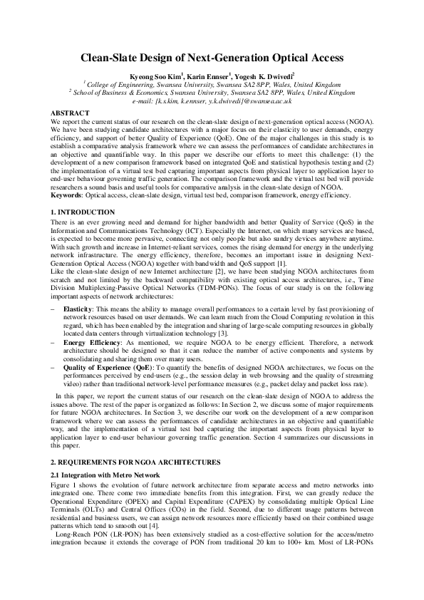 (PDF) Clean-slate design of next-generation optical access