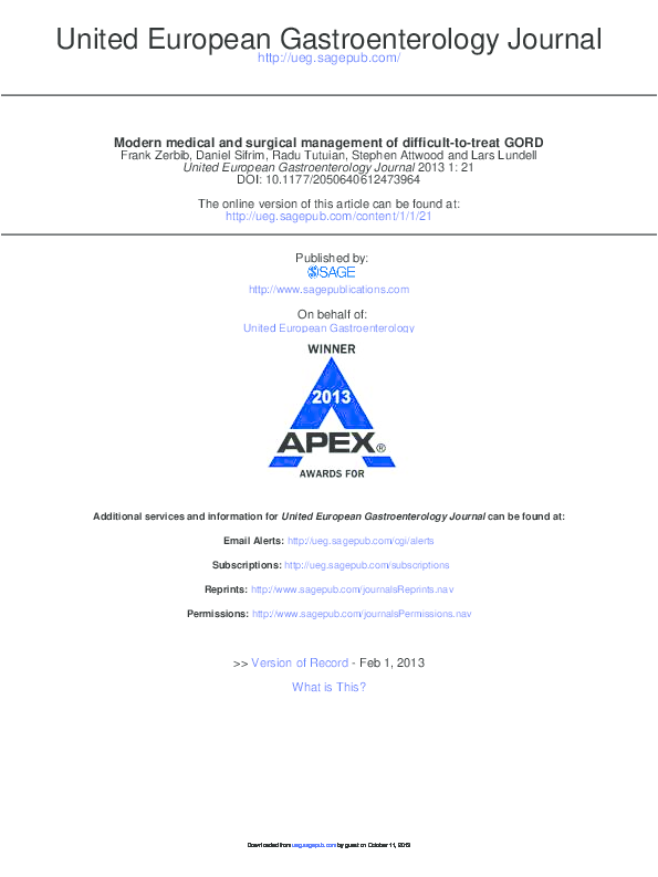 (PDF) Modern medical and surgical management of difficult-to-treat GORD