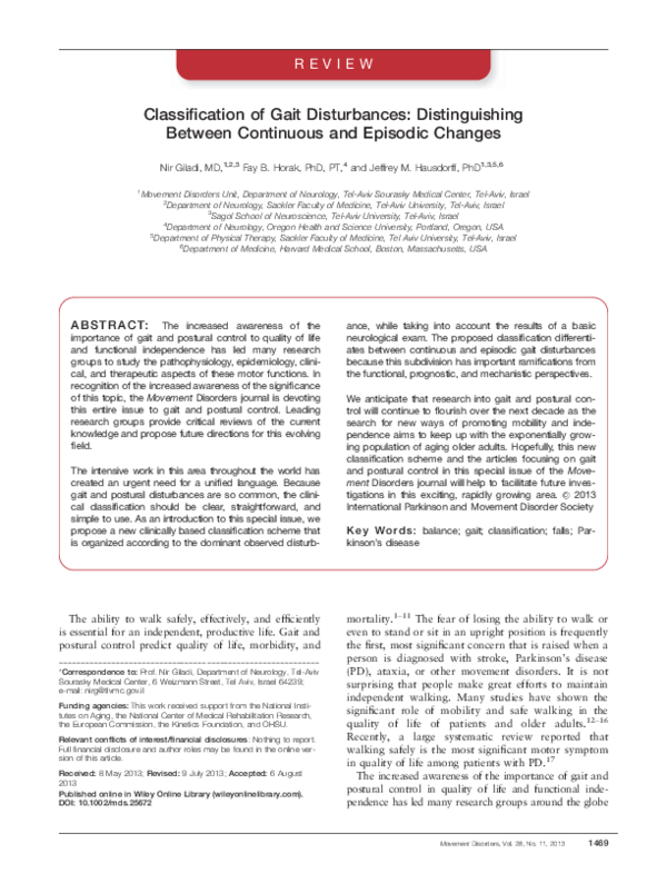 (PDF) Classification of gait disturbances: Distinguishing between ...