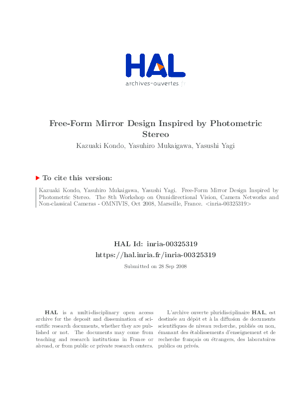 (PDF) Free-form mirror design inspired by photometric stereo