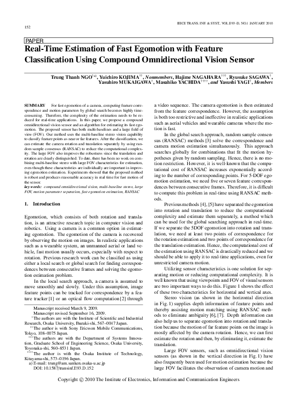 Pdf Real Time Estimation Of Fast Egomotion With Feature Classification Using Compound