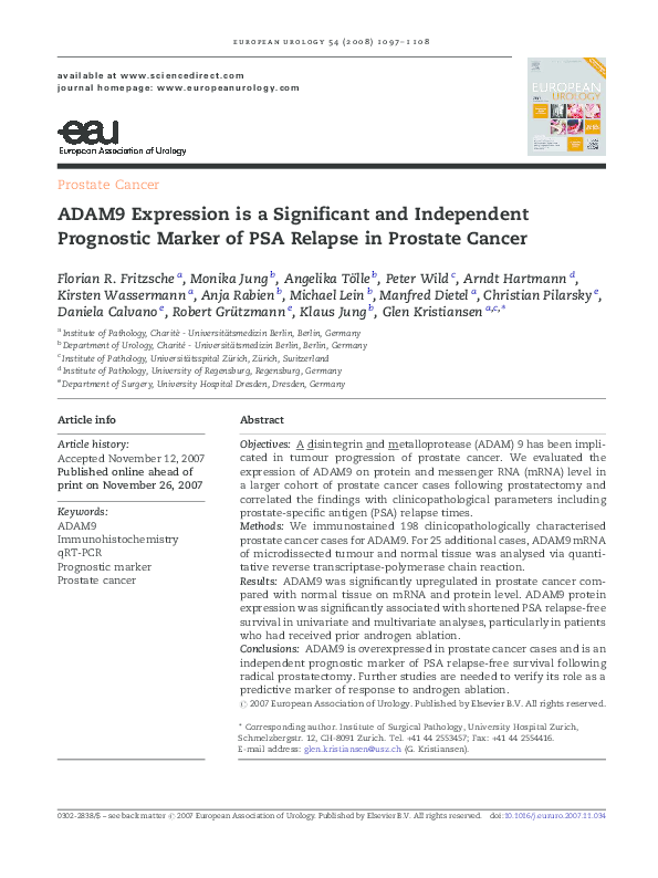(PDF) ADAM9 Expression is a Significant and Independent Prognostic ...