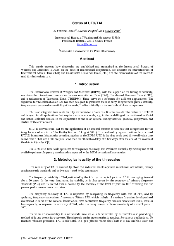 (PDF) Status of UTC/TAI